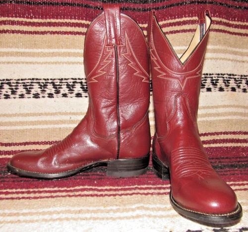 Womens Vintage Panhandle Slim Shorty Maroon Leather Cowboy Boots 5 B ...