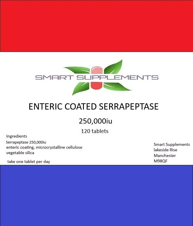SERRAPEPTASE 250,000iu 120 enteric coated tablets proteolytic enzymes ...