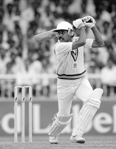 Kapil Dev batting India during their Champions Trophy ma- Old Cricket ...