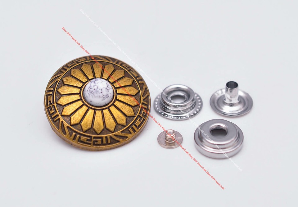 10X Brass Sun Flower Leathercraft Turquoise Concho Snap Button ...