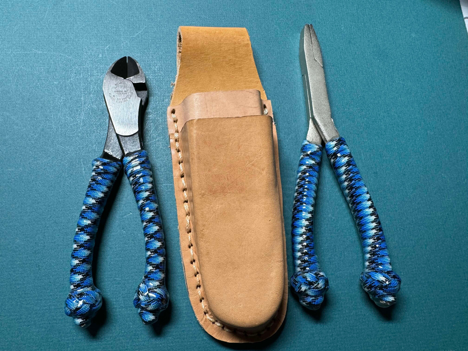 Custom Wrapped 7" Cutter, 8" DuckBill Plier, Tan Leather Holder;Pliers ...