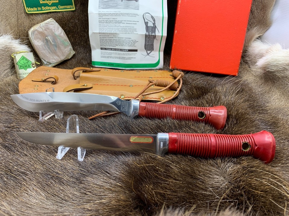 1978 Vintage 6364 Puma Big Game Fisher Knife Set & Sheaths + Tag - Mint ...