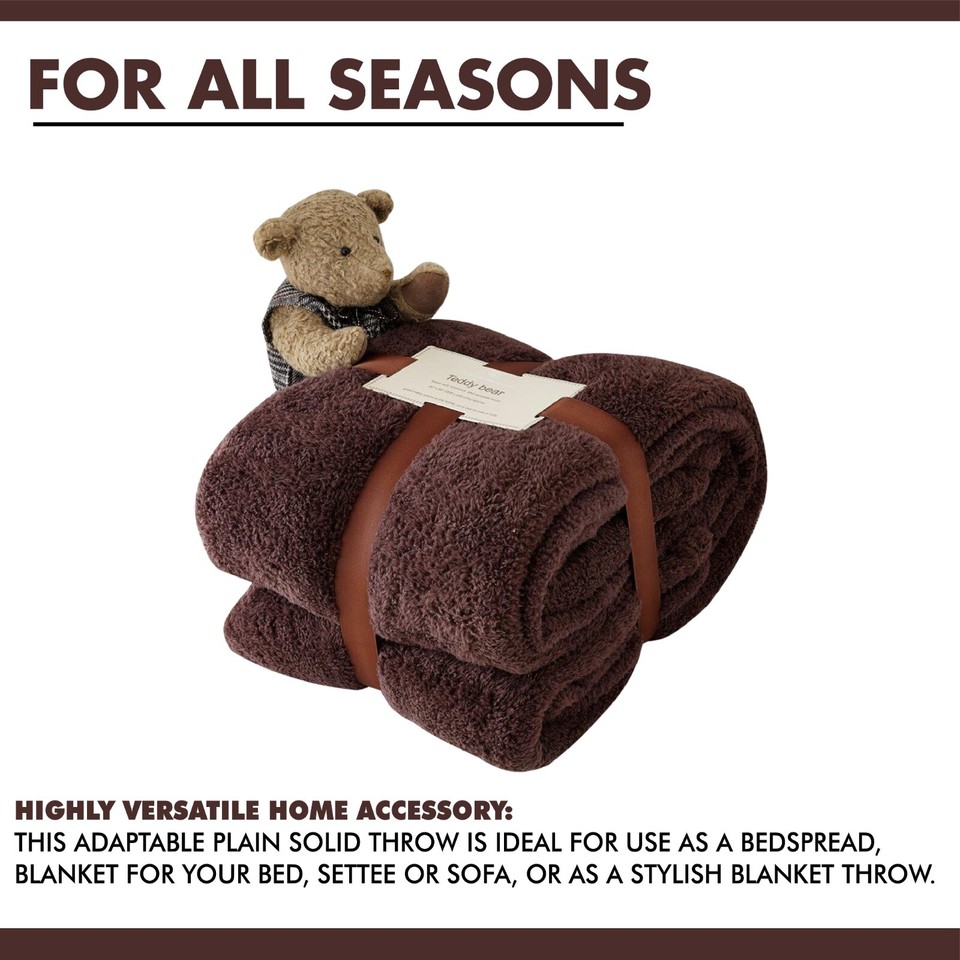 Teddy Bear Fleece Throw Over Bed Large Bedspread Soft Cuddly Warm Sofa ...
