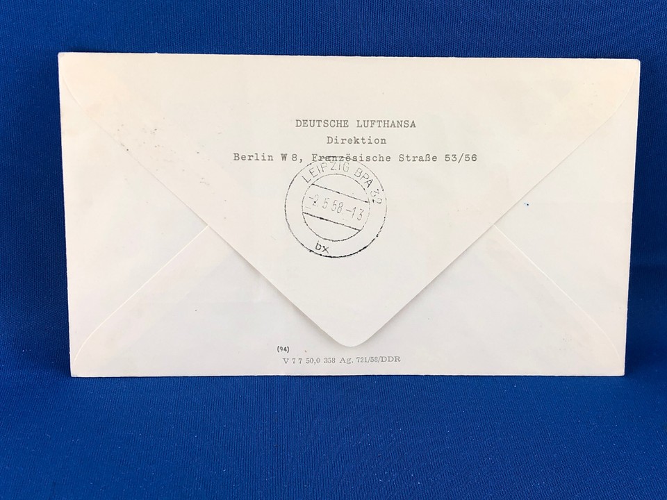 GERMANY EAST GDR FIRST FLIGHT COVER 1958 KARL MARX STADT - LEIPZIG (A3 ...