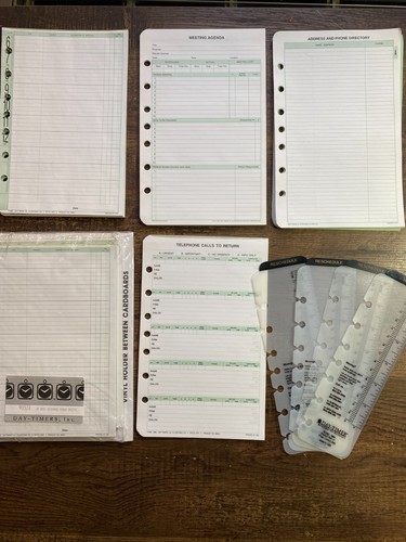 Vintage DAY-TIMER INSERTS ONLY for 7 Ring Binder - Organizer - Agenda ...