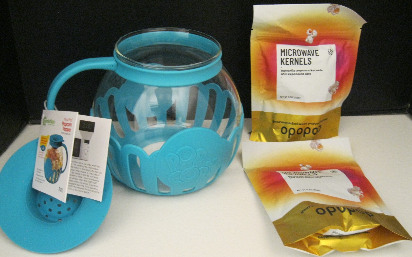 EPOCA ECOLUTION MICRO POPCORN POPPER 3 QT - TEAL WITH 2 BAGS OF POPCORN ...