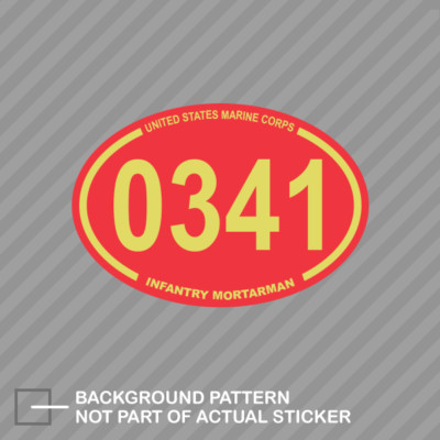 Red United States Marine Corps MOS 0341 Mortarman Oval Sticker usmc ...