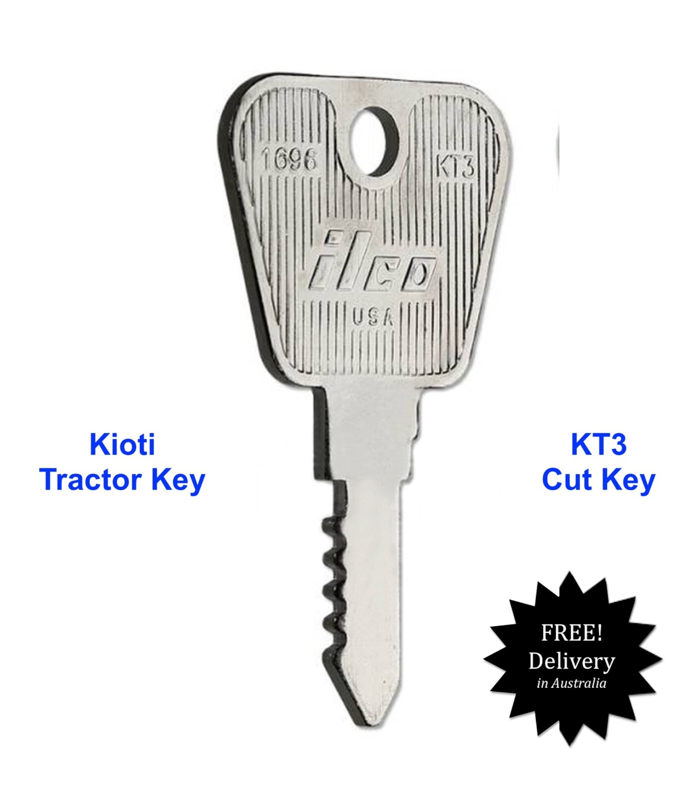 Kioti Tractor Keyswitch Key 1696 -Pre Cut Keyblank KT3 FREE POSTAGE IN ...