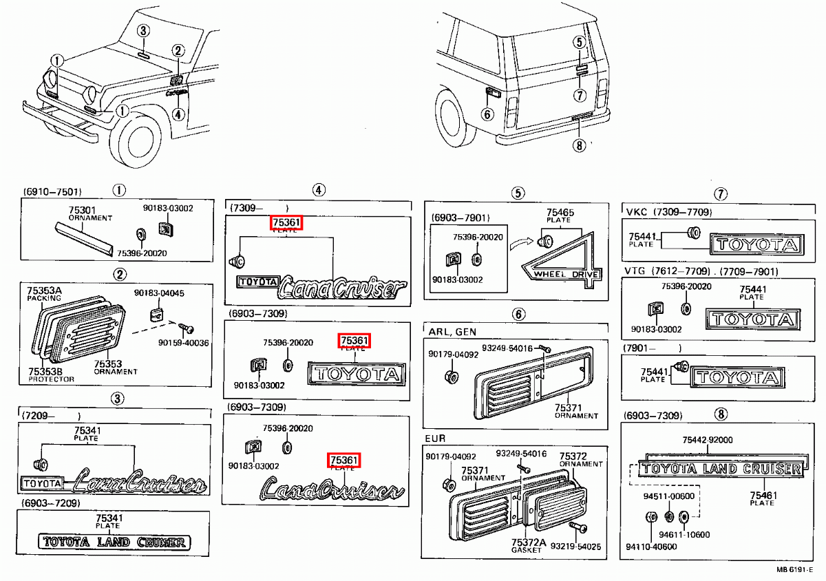 Genuine Toyota LandCruiser BJ44 BJ43 BJ42 BJ41 BJ40 Front Fender Badge ...