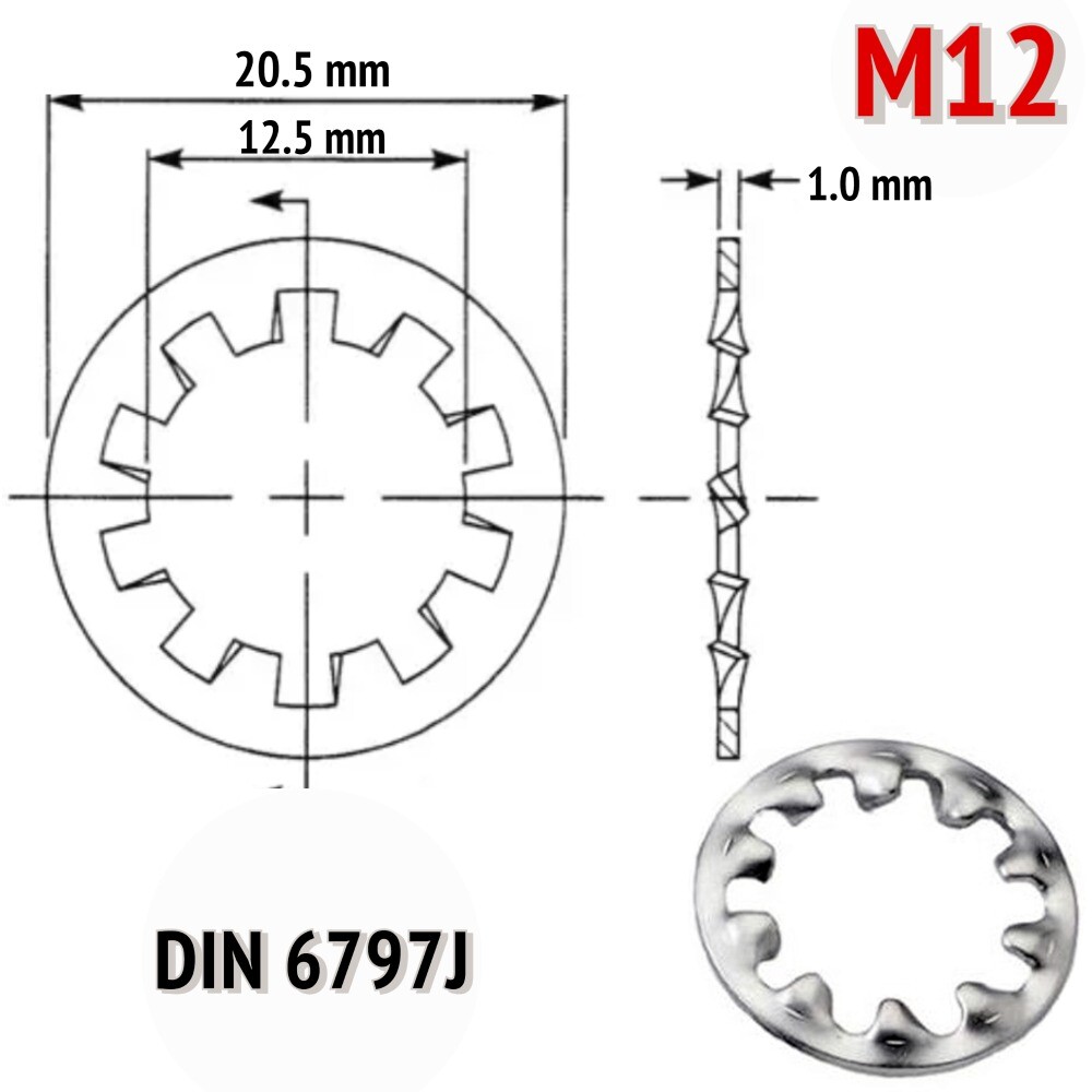 M3 M8 M10 M12 M22 Metric Steel ShakeProof Internal Toothed Serrated ...