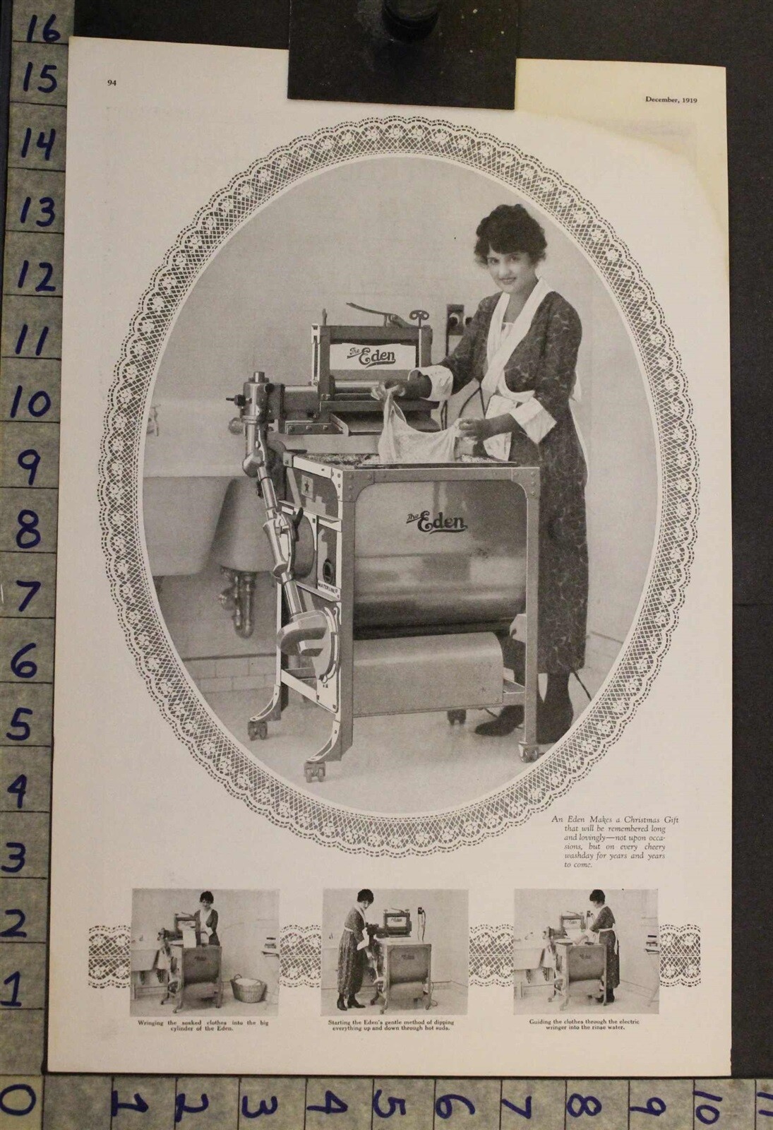 1919 EDEN CLOTHES ELECTRIC WASHER WRINGER MACHINE LAUNDRY HOME DECOR AD ...