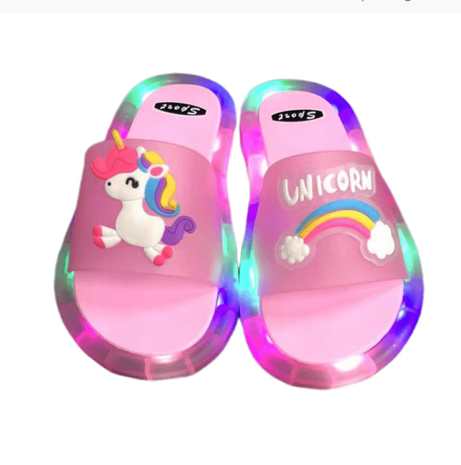 Unicorn LED Slippers Baby Bathroom Sandals Kids Light Up Shoes for Girl ...