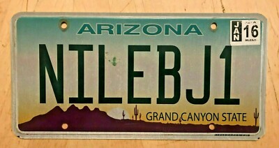 ARIZONA VANITY GRAPHIC AUTO LICENSE PLATE " NILEBJ 1 " AZ NILE RIVER BJ ...