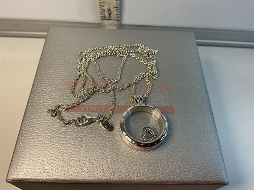 Pandora Floating Circle Locket Necklace And Sparkling Pave Heart Charm ...