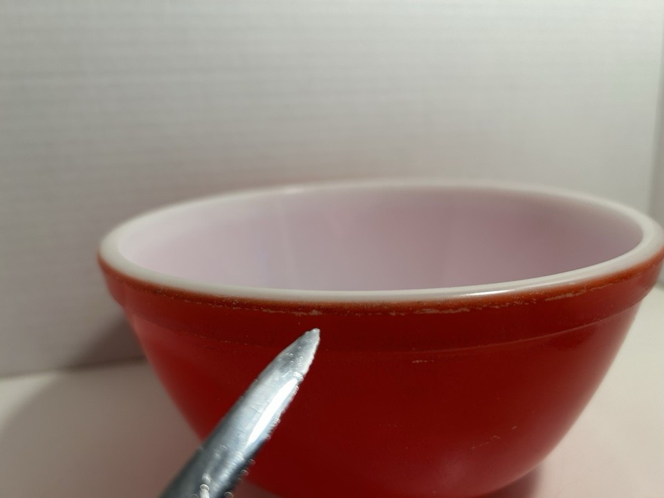 PYREX Red VTG. 1940's Glass Primary Colors Glass Mixing Nesting Bowl 3. ...