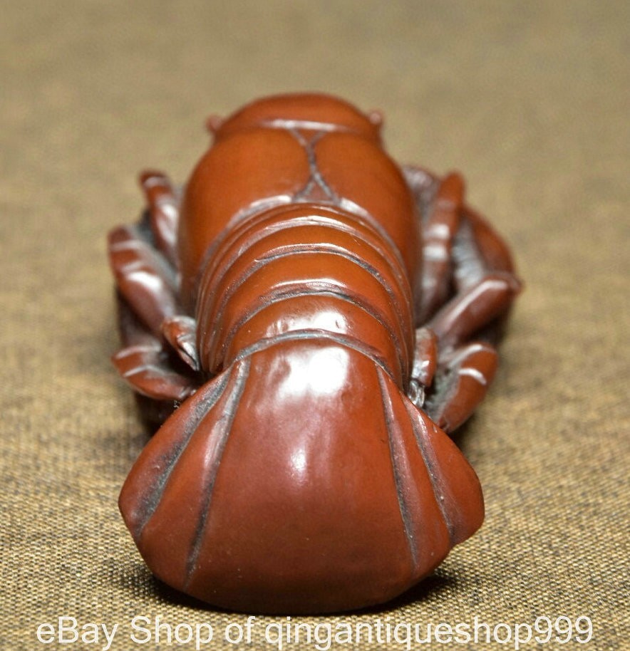 5" vieille rouge Shoushan pierre sculpture homard crayfish langouste ...