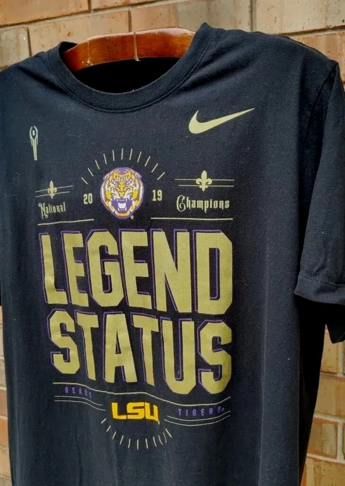 Nike LSU 2019 National Champions LEGEND STATUS Geaux Tigers T-Shirt ...