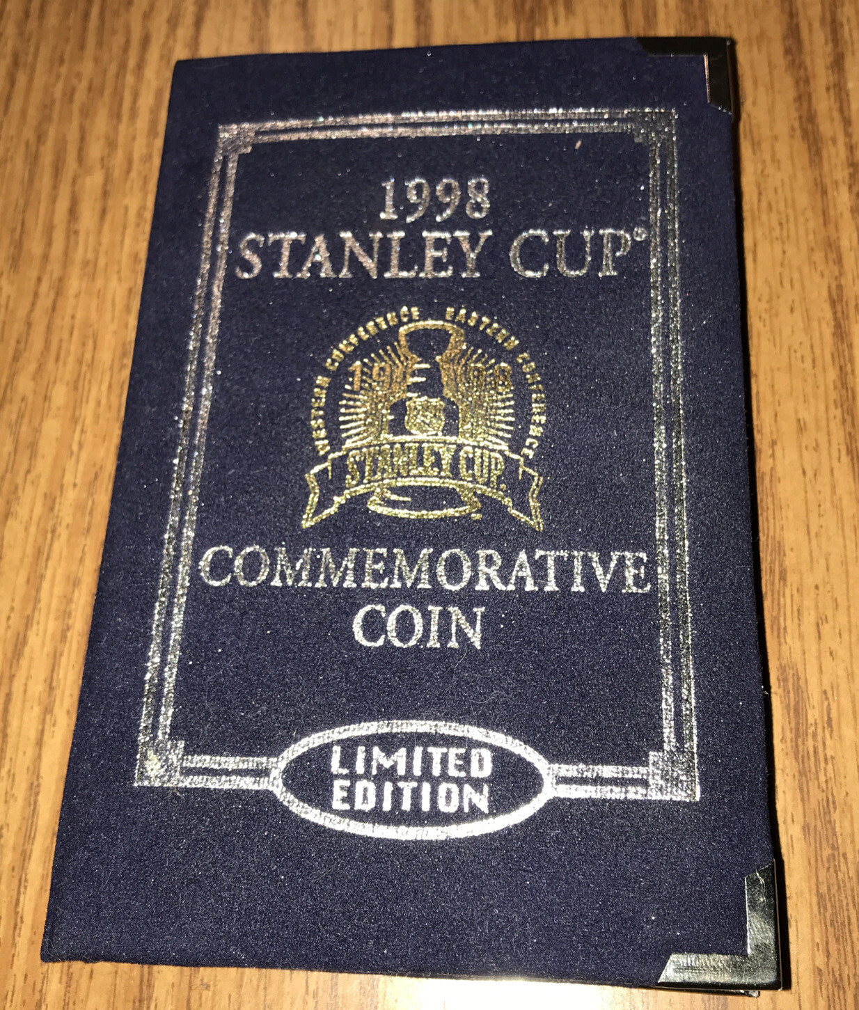 1998 STANLEY CUP CHAMPIONS .999 SILVER COIN ROUND 24K GOLD OVERLAY COA ...