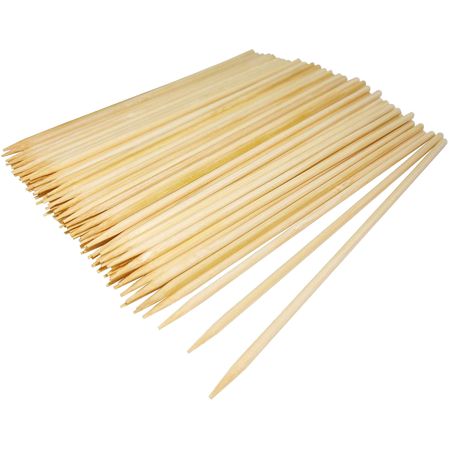 100 Wooden Skewers Bamboo BBQ Flat Barbecue Sticks Grill Fondue Kebab ...