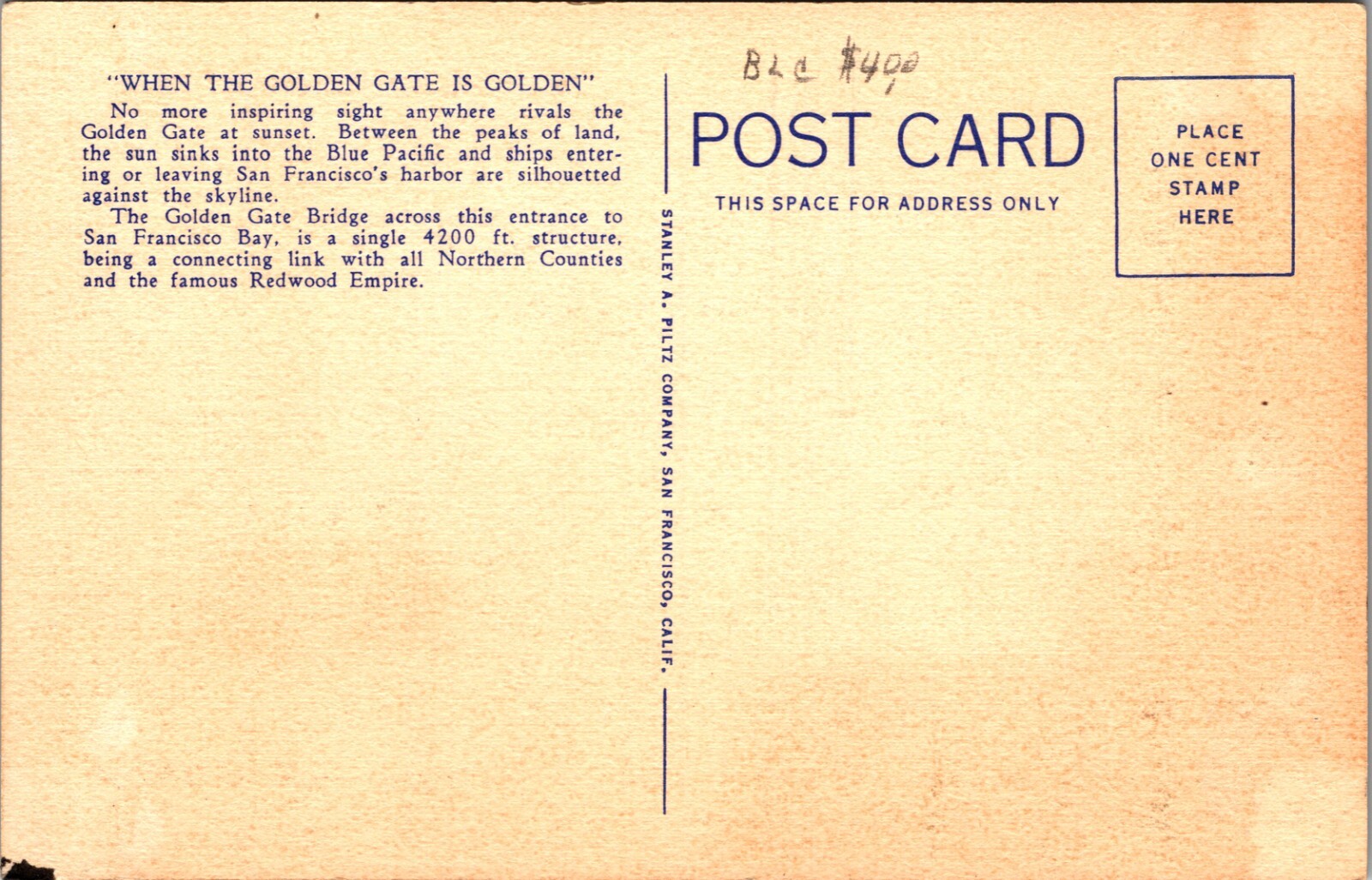 Postcard When the Golden Gate is Golden San Francisco California C16 | eBay