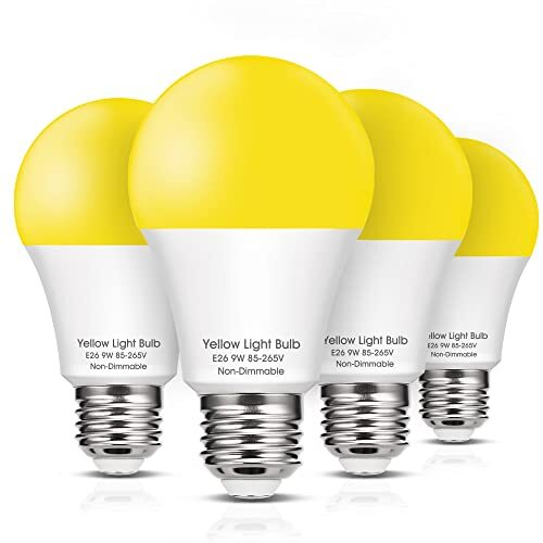 Yellow LED Bug Light Bulbs Outside, A19 LED Yellow Bug Bulb Outdoor 60W ...