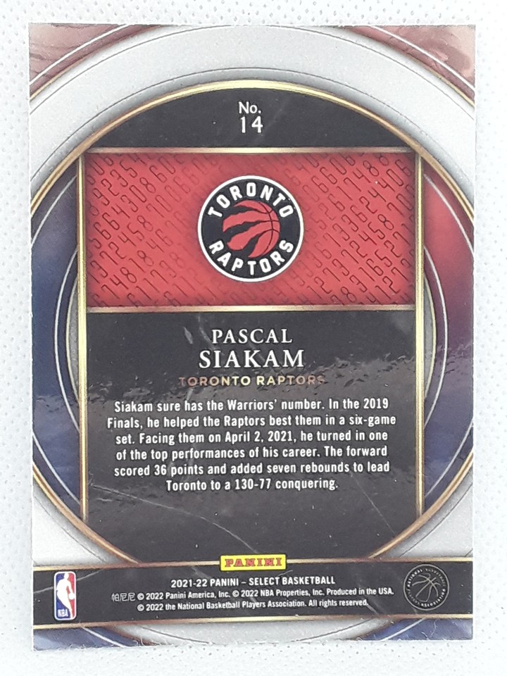 Pascal Siakam 2021-22 Select Basketball - Select Numbers - Toronto ...