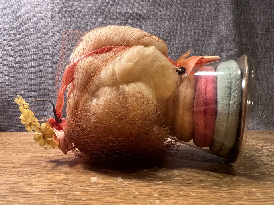 Vintage Powder Puff Head 1950's 1960's Complete Antique Retro Beauty ...