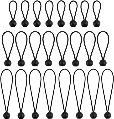 NODG 24 Pieces Ball Bungee 4,6,9 Inch Black 4inch, 6inch, 9inch ...