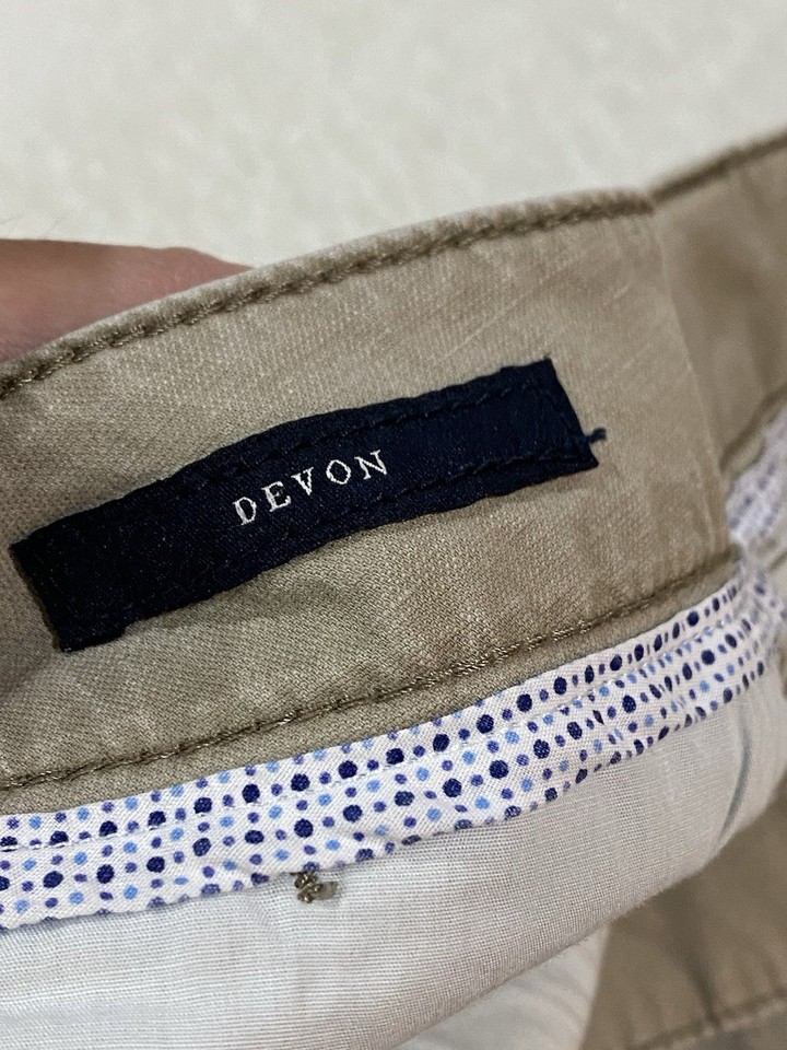Hackett London Mens Devon Pants 36Rx31 Khaki Beige Linen Blend 5-Pocket ...