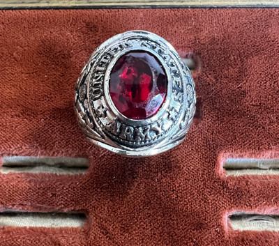 VINTAGE United States Army Ruby colored stone Pride Sterling Silver ...