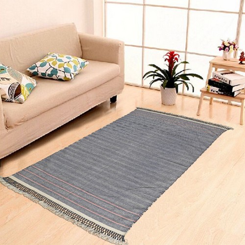 Vintage Handwoven Cotton 3.6x6.6 Ft Reversible Striped Non-Slip Living ...