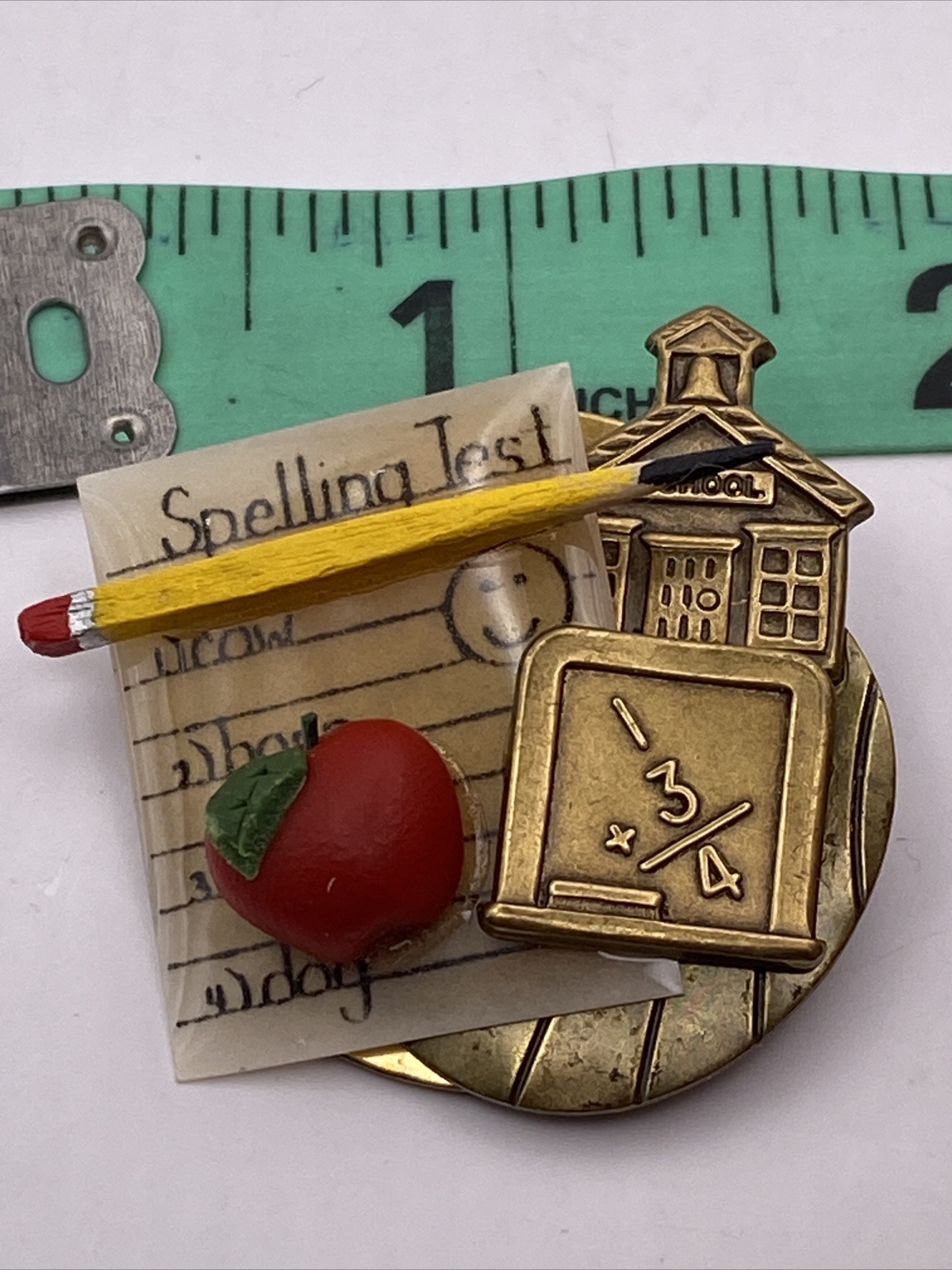Montage Designs Brass Collage Pin Brooch School spell… - Gem