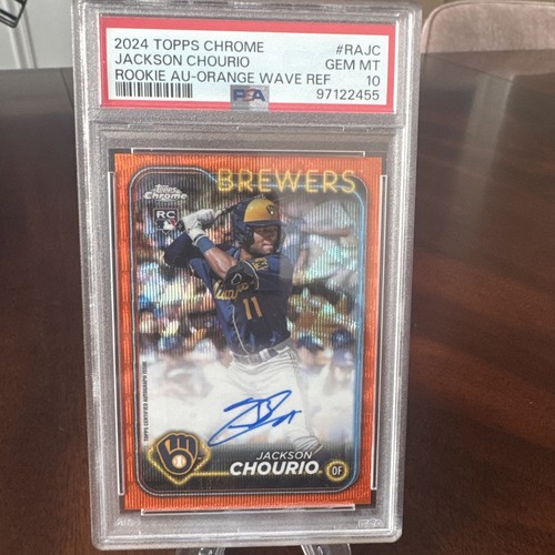JACKSON CHOURIO 2024 Topps Chrome Rookie /25 Orange Wave Refractor Auto ...