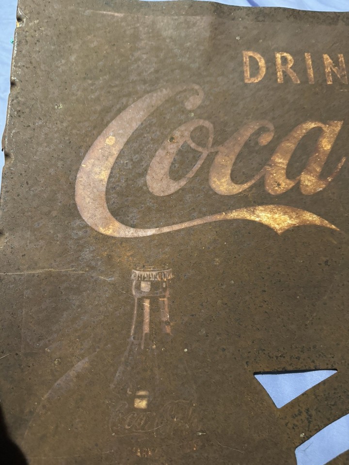 Rare Antique 1946 Coca Cola Yellow Dot Flange Sign | eBay