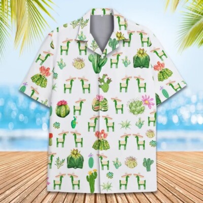 Cactus and Llama Hawaiian Shirt for Men Women, Unique Eco-Friendly | eBay