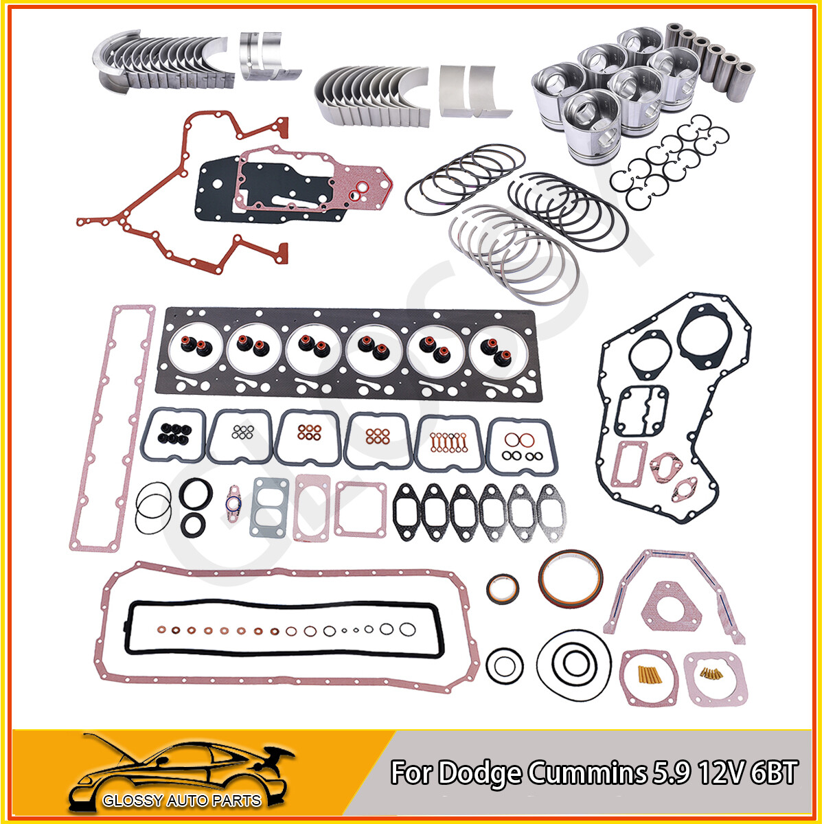 For Dodge Cummins 5.9 12V 6BT 1994-1998 Full Rebuild Kit STD Bowl ...