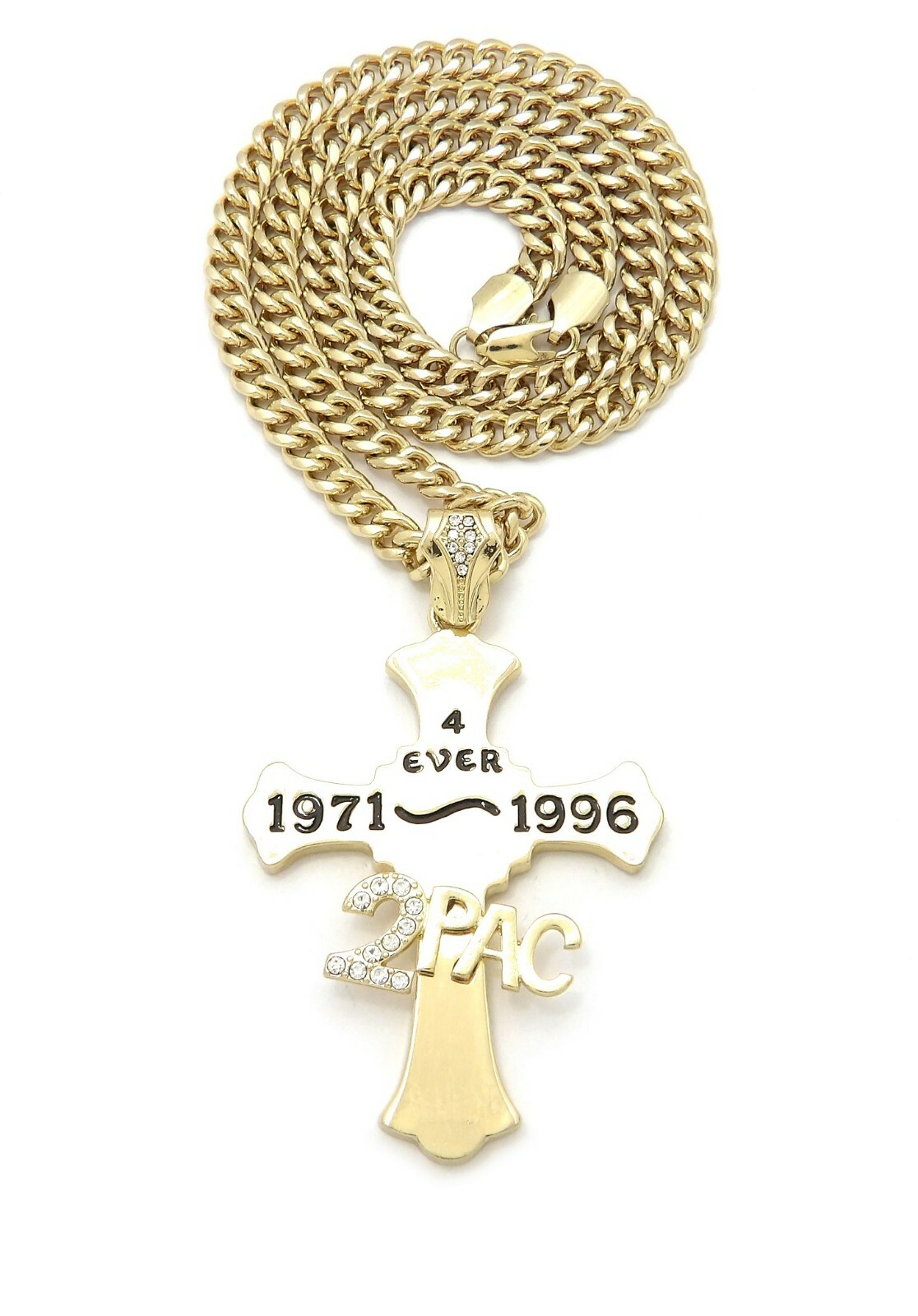 New 2PAC CROSS Pendant with 6mm 24" Cuban Chain | eBay