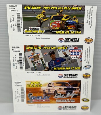 Nascar Ticket Set - 2010 Shelby American GT350 - New, Issued to Shelby ...