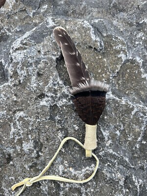 Native American wing feather hair tie regalia pow wow turkey feather ...