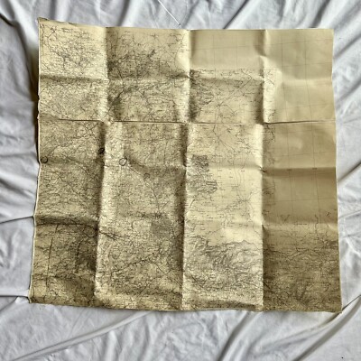 WWII Aviator Escape Fabric Map NE France W/ Checkpoints & Front Drawn ...