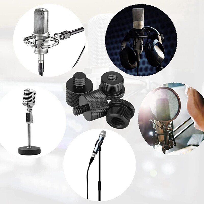 Microphone Stand Mic Boom Arm Set,Mic Thread Adapters-5/8 Female to 3/ ...