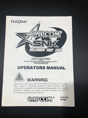 Naomi Capcom vs. SNK Millennium Fight 2000 Operators Manual | eBay