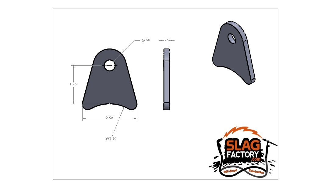 Shock Tabs Weld On Radius Bottom Shock Mount Tab – Laser Cut Weld-On ...