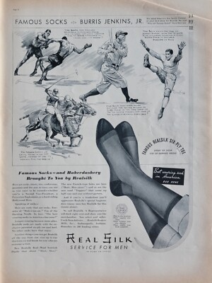 Real Silk Men's Sock-Babe Ruth-Joe Louis Vintage 1937 Sports Ad | eBay