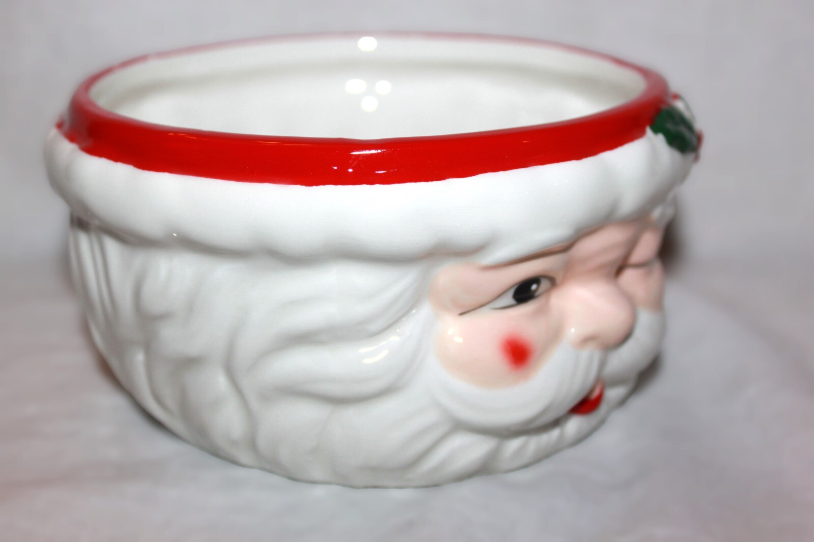 Winking Christmas Santa Claus Bowl Snack Treat Dish Old Fashioned ...