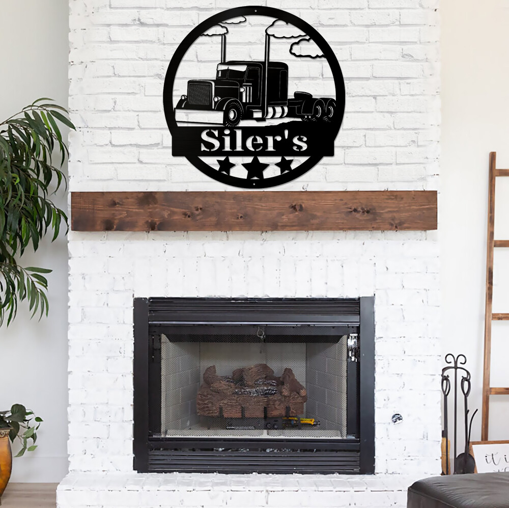 Personalized 18 Wheeler Metal Signs, Big Rig Truck Wall Decor, Trucker ...