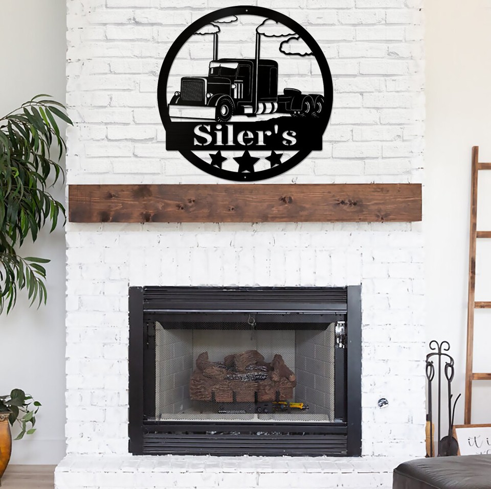 Personalized 18 Wheeler Metal Signs, Big Rig Truck Wall Decor, Trucker ...