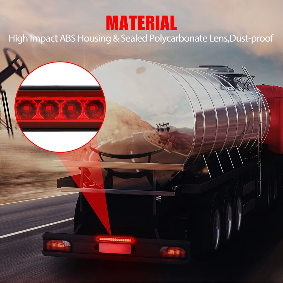 Red 15 LED Strip Stop Brake Turn Tail Light Bar 10" For Truck Trailer ...