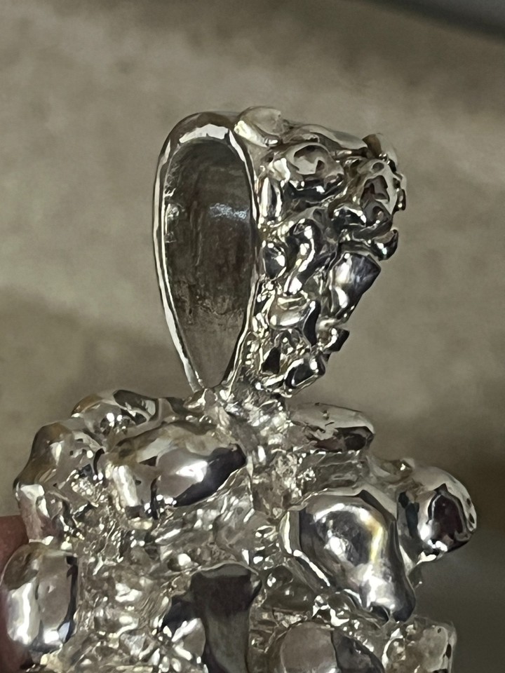 Heavy 4.3oz Nugget Heavy Thick Pendant Sterling Silver 925 | eBay