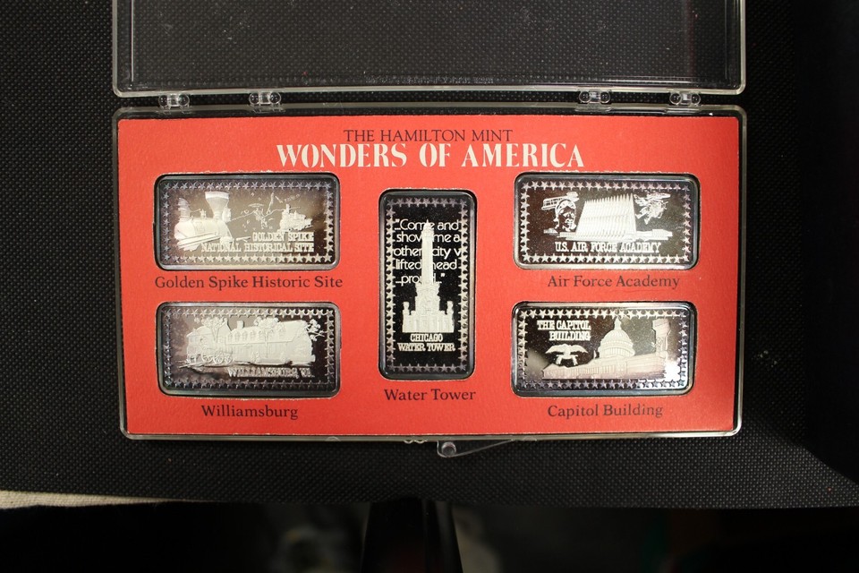 Hamilton Mint Wonders of America Silver Ingots Complete Set in Original ...